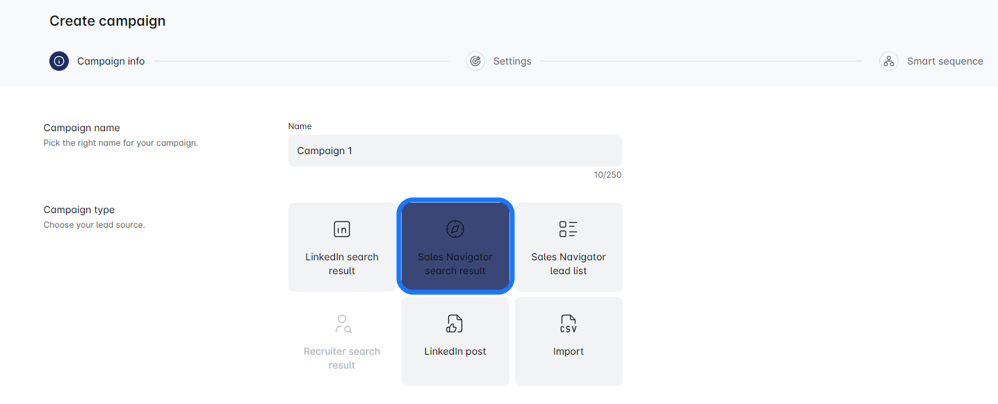 Sales Navigator Search-Based campaign – Leadscope